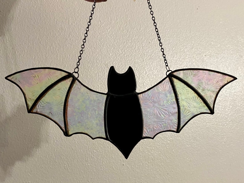 Stained Glass Bat Suncatcher / Rainbow Bat Stained Glass | Etsy