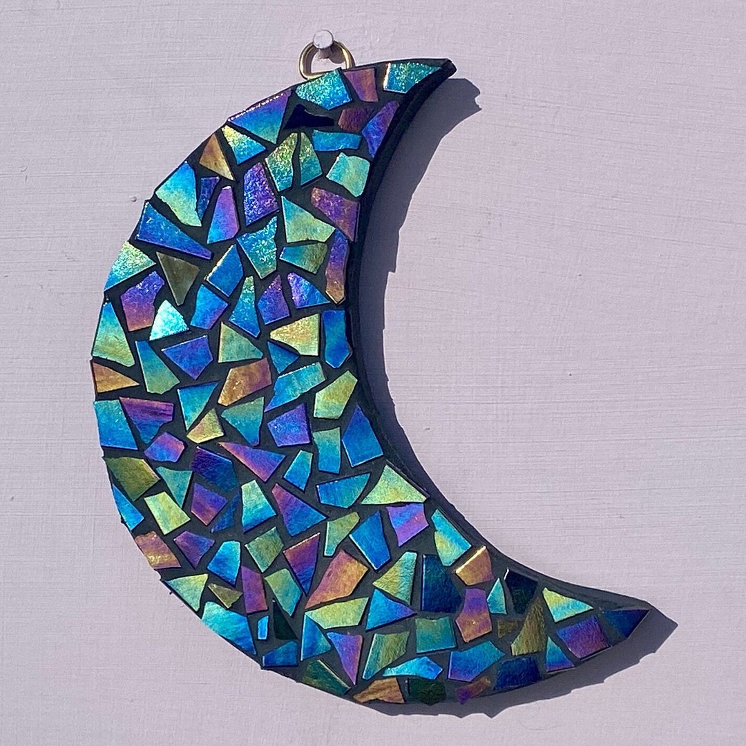 Iridescent Mosaic Moon Wall Decoration / Rainbow Mosaic Crescent Moon ...