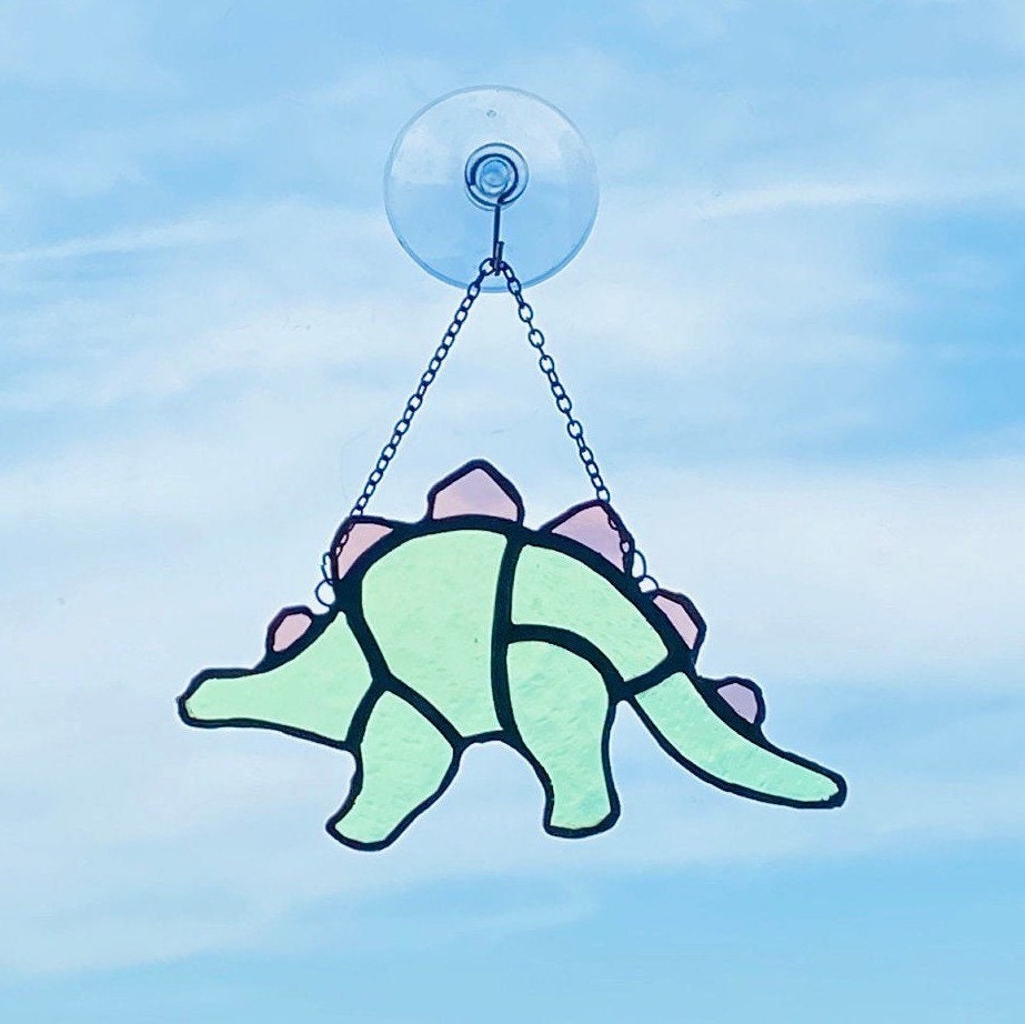 Stained Glass Dinosaur Suncatcher / Dinosaur Wall Decoration Dinosaur ...