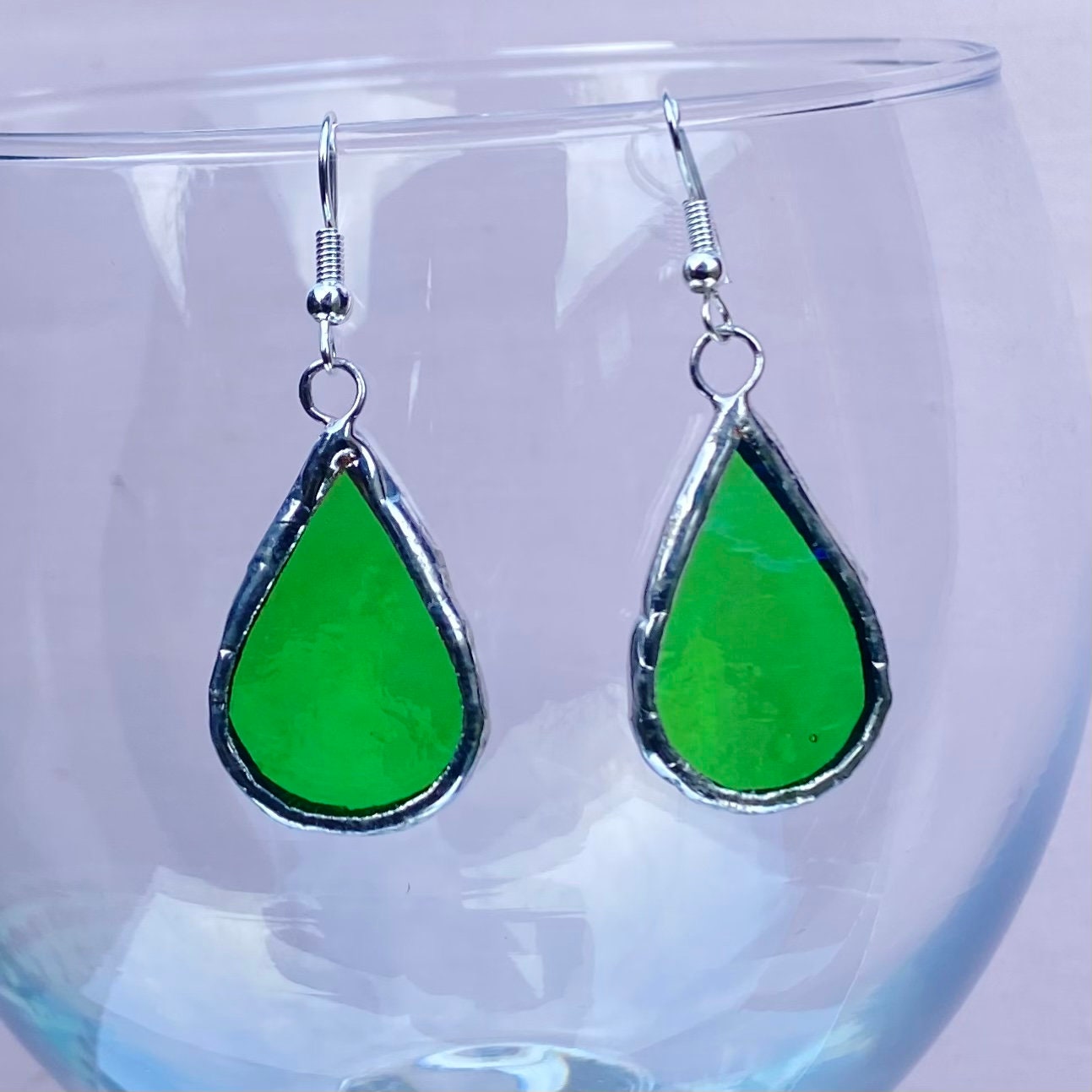 Stained Glass Earrings / Handmade Glass Dangle Earrings Silver - Etsy UK