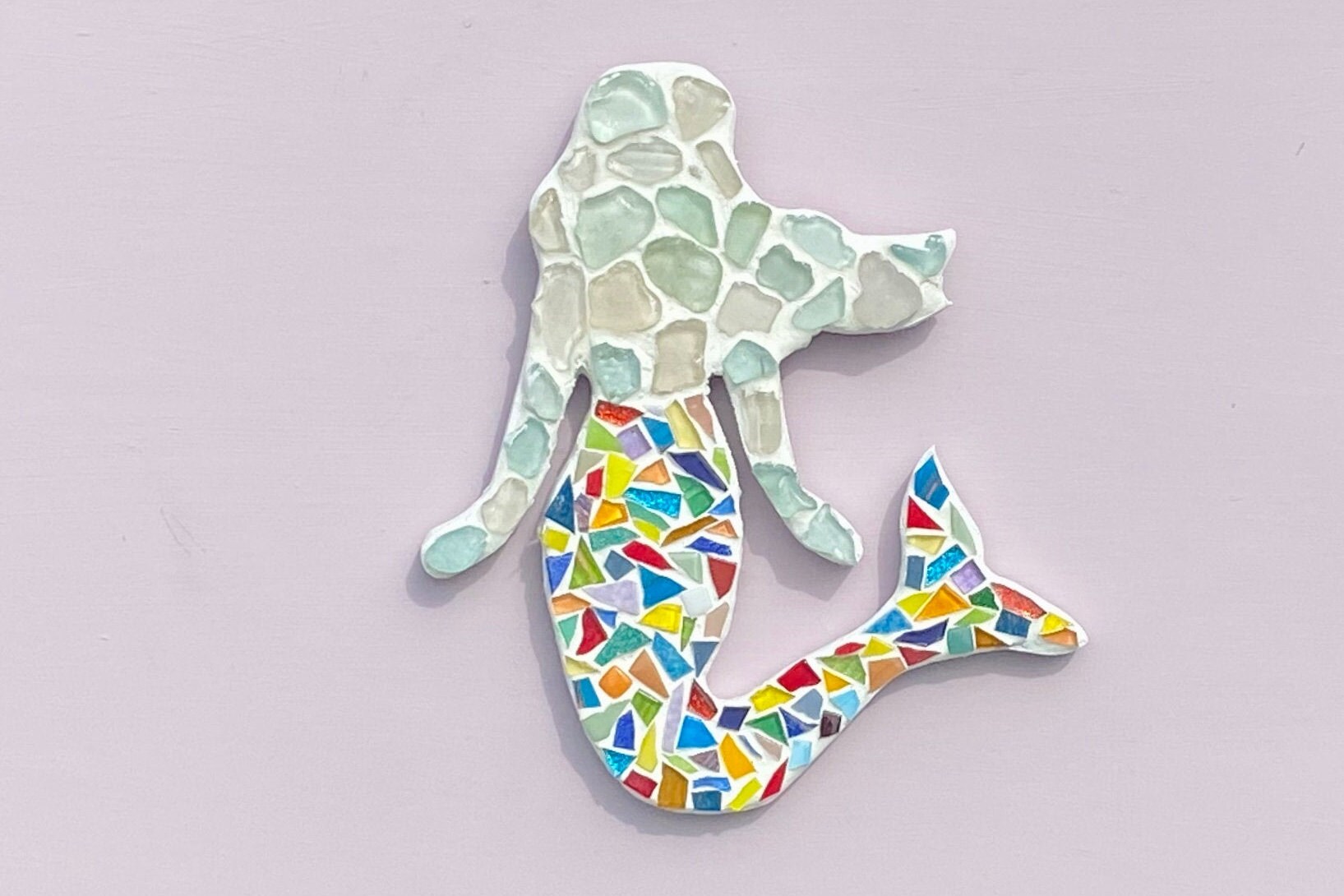 Sea Glass Mosaic Mermaid Home Decor / Mermaid for Bathroom - Etsy