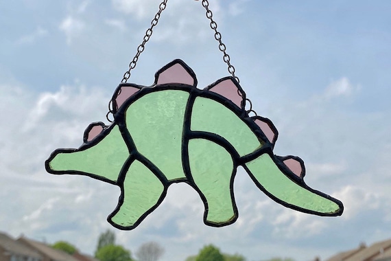Stained Glass Dinosaur Suncatcher / Dinosaur Wall Decoration | Etsy