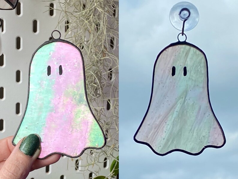 Stained Glass Ghost Suncatcher / Halloween Decorations Hand - Etsy