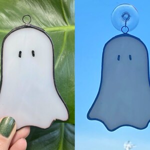 Stained Glass Ghost Suncatcher / Halloween Decorations Hand Painted ...