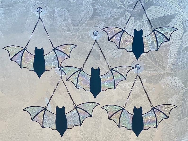 Stained Glass Bat Suncatcher / Rainbow Bat Stained Glass | Etsy