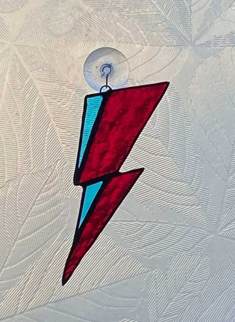 David Bowie Stained Glass Suncatcher / Lightening Bolt Wall | Etsy