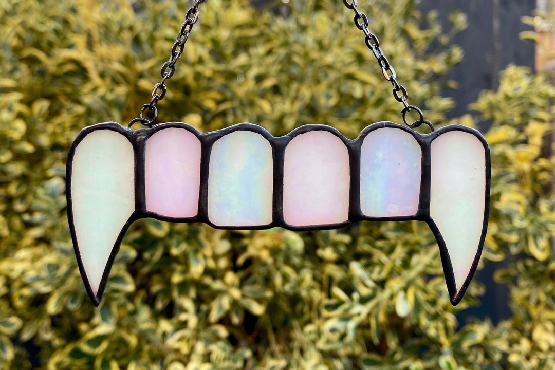 Stained Glass Vampire Teeth Suncatcher / Gothic Decor Halloween ...