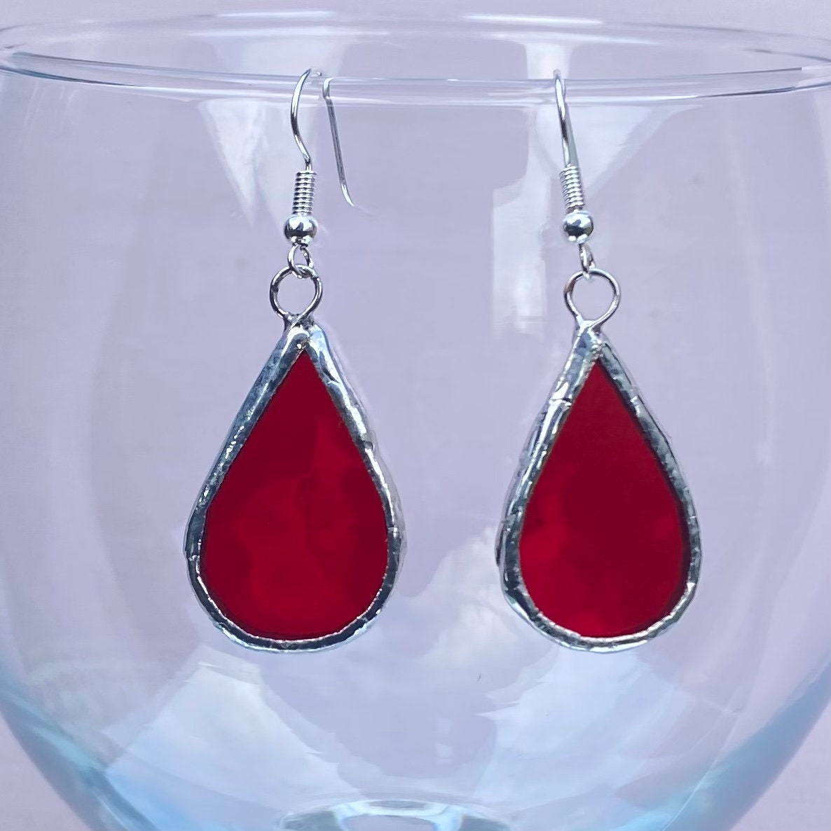 Stained Glass Earrings / Handmade Glass Dangle Earrings Silver - Etsy UK