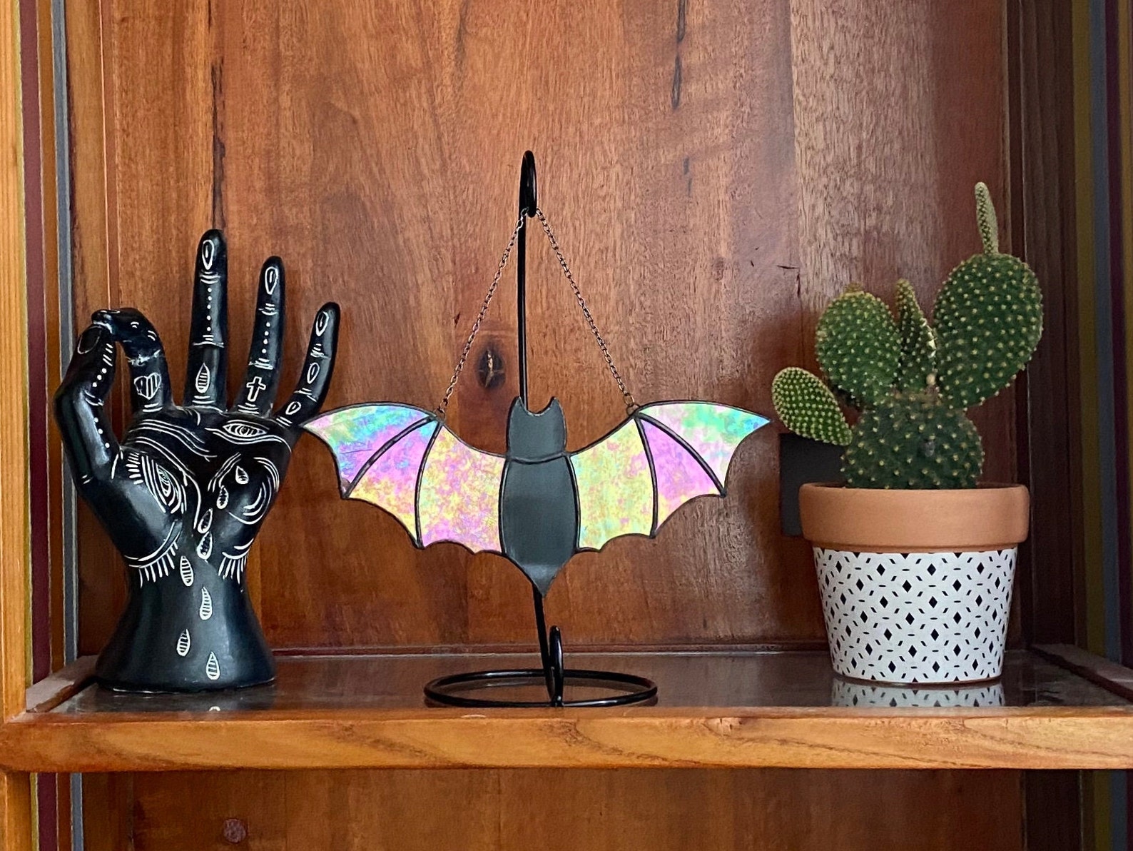 Stained Glass Bat Suncatcher / Rainbow Bat Stained Glass Window ...