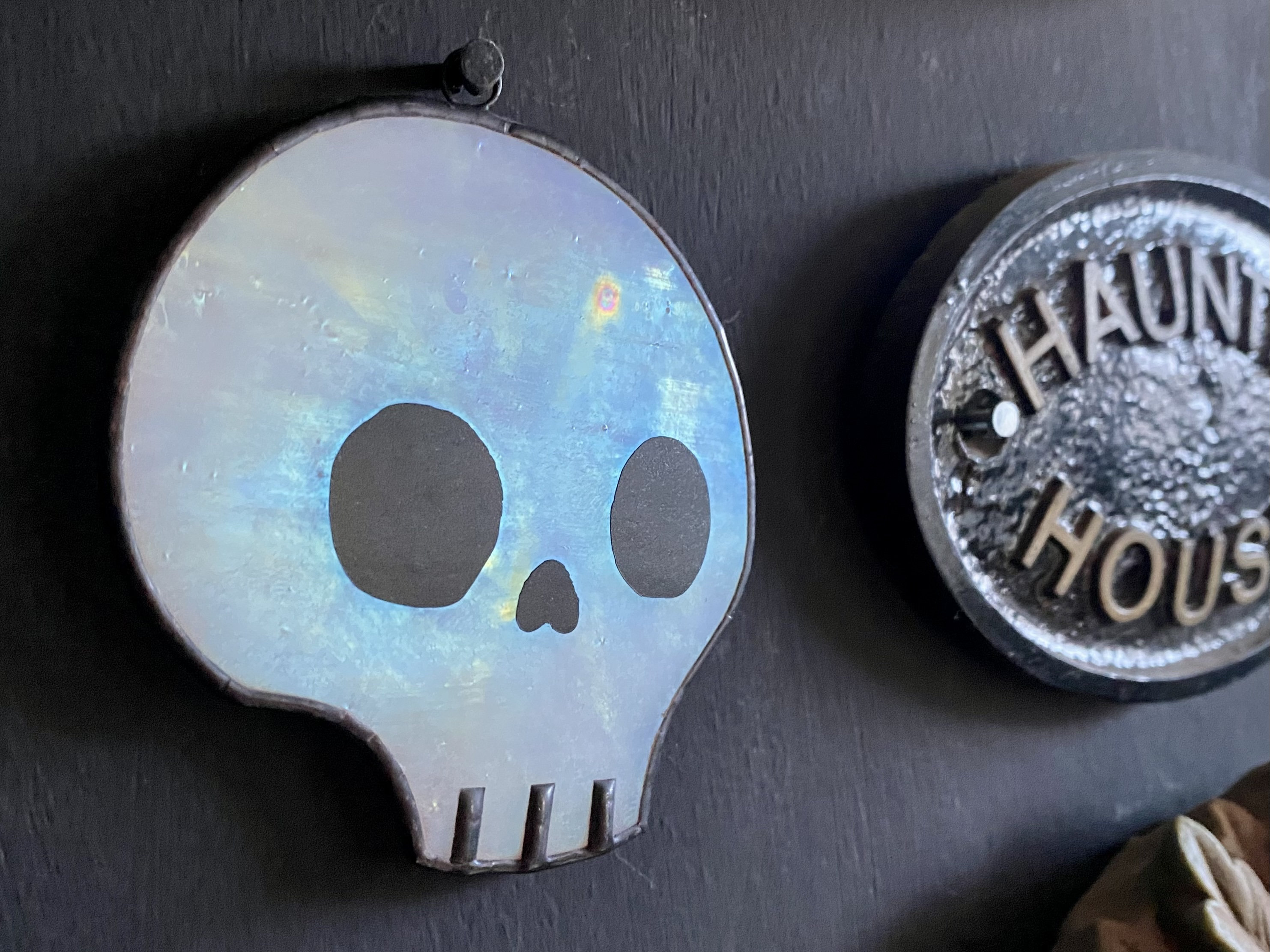 Stained Glass Skull Suncatcher, Cute Goth Decoration, Halloween Bone ...