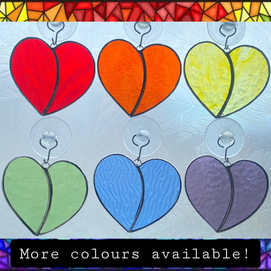 Stained Glass Heart Suncatcher / Valentines Day Gifts Glass Heart Wall ...