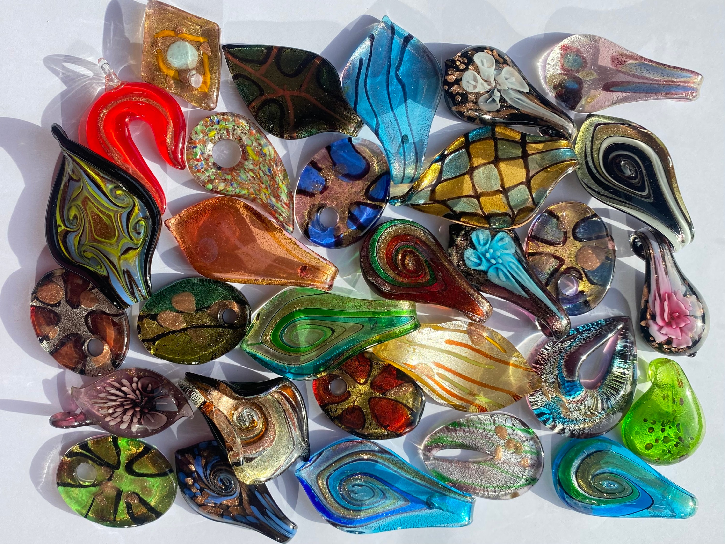 Hand Blown Colourful Glass Pendant / Statement Jewellery for Necklace ...