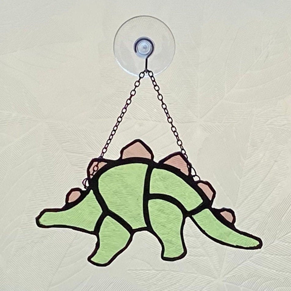 Stained Glass Dinosaur Suncatcher / Dinosaur Wall Decoration Dinosaur ...