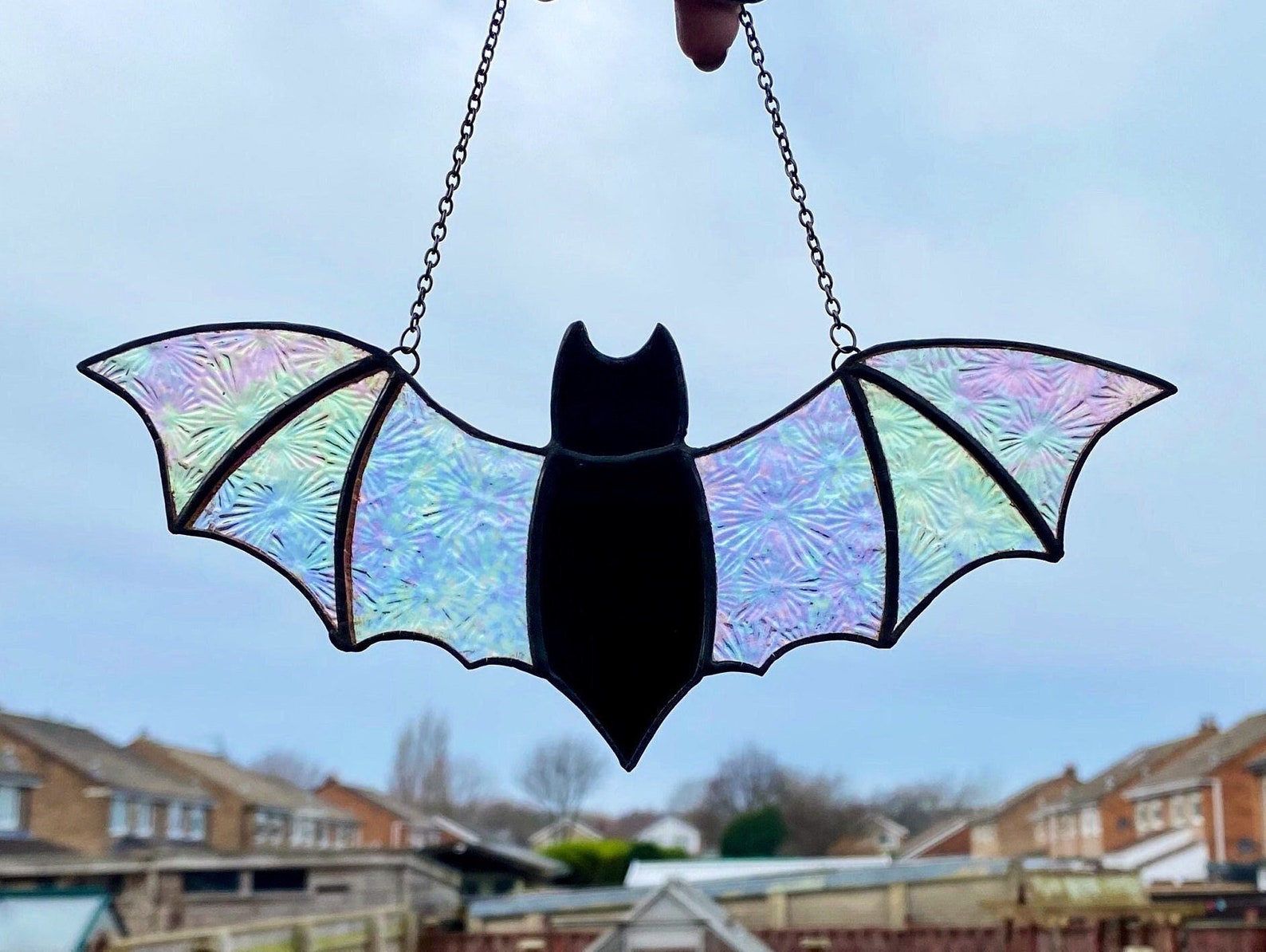 Stained Glass Bat Suncatcher / Rainbow Bat Stained Glass Window ...