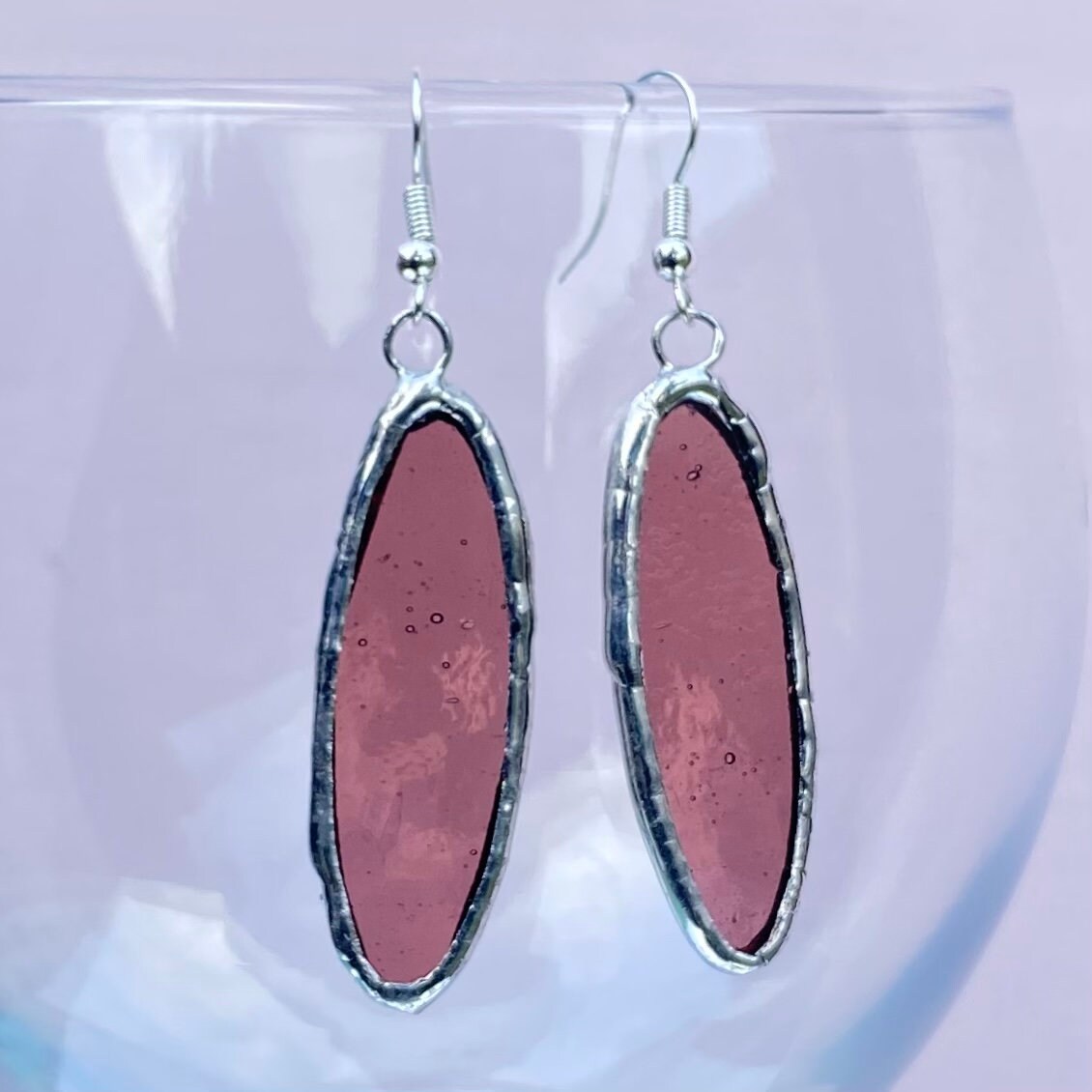 Stained Glass Earrings / Handmade Glass Dangle Earrings Silver - Etsy UK