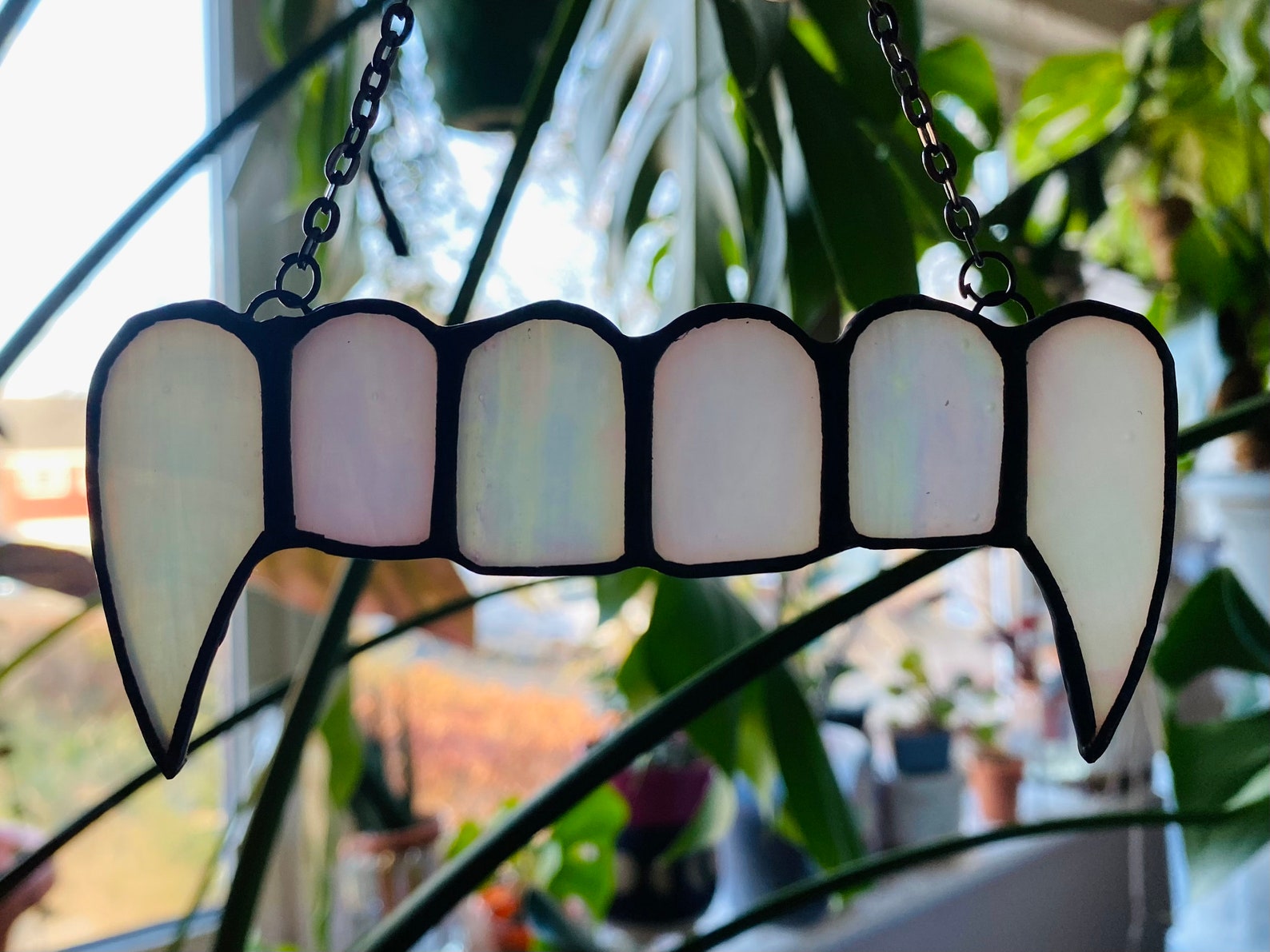 Stained Glass Vampire Teeth Suncatcher / Gothic Decor Halloween ...