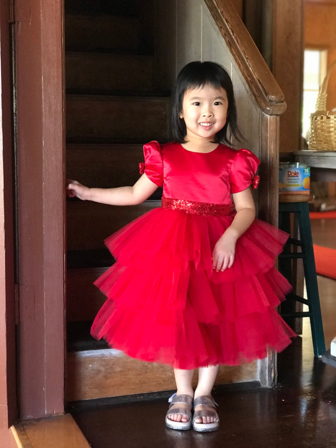 Red Tutu Girl Dress, Flower Girl Dress, Christmas Girl Dress, Piano ...