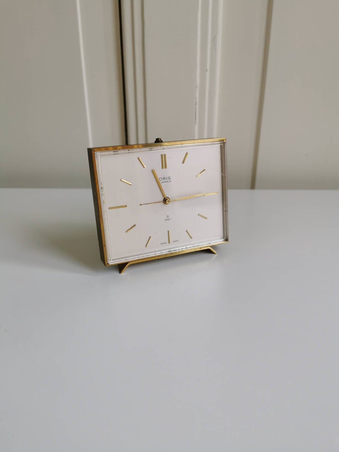 Art Deco Oris 7 Jewels, 8 Day, Swiss Made Clock in Brass Case. 1920s or ...