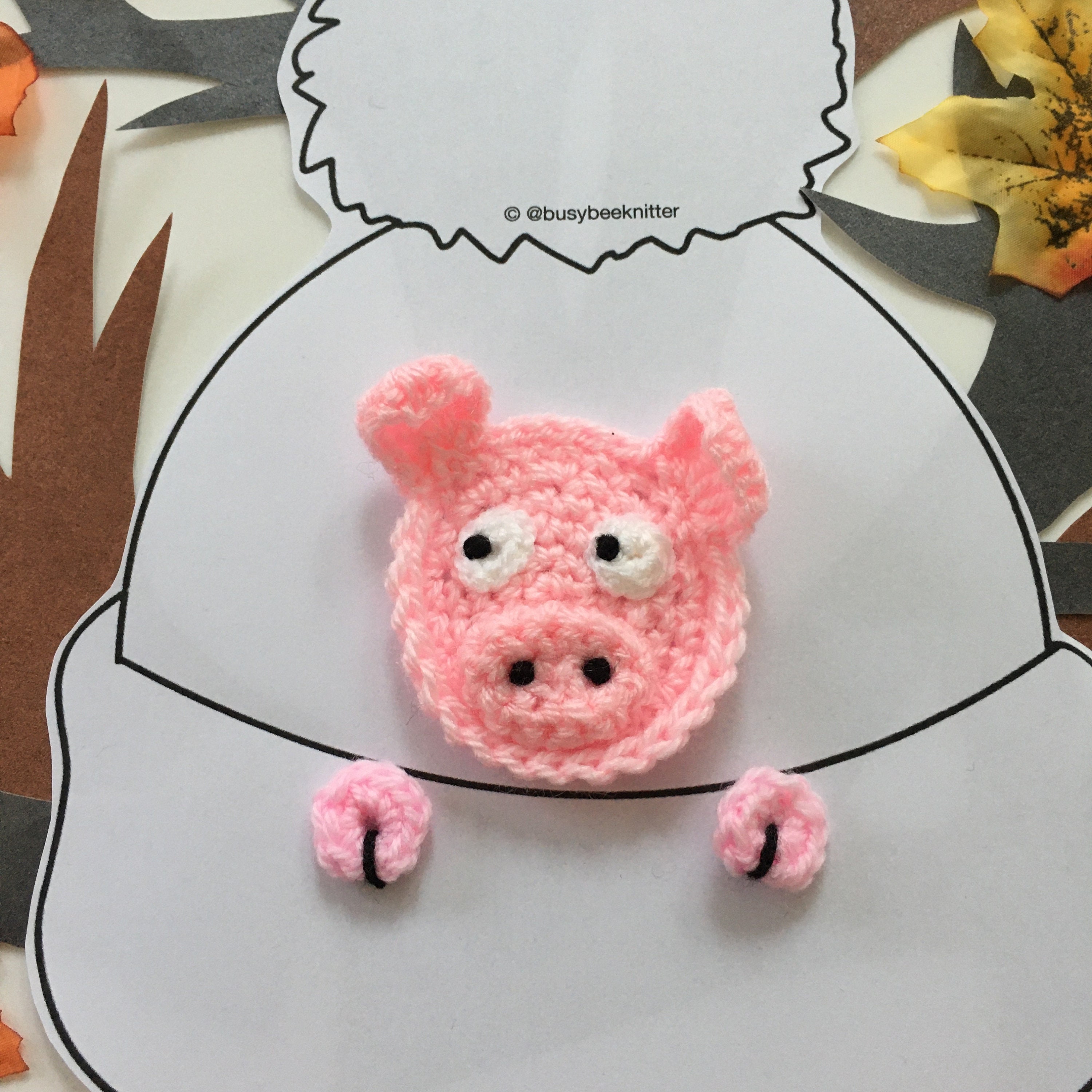 Crochet Pig, Crochet Applique, Animal Applique, Crochet Animals, Pig ...