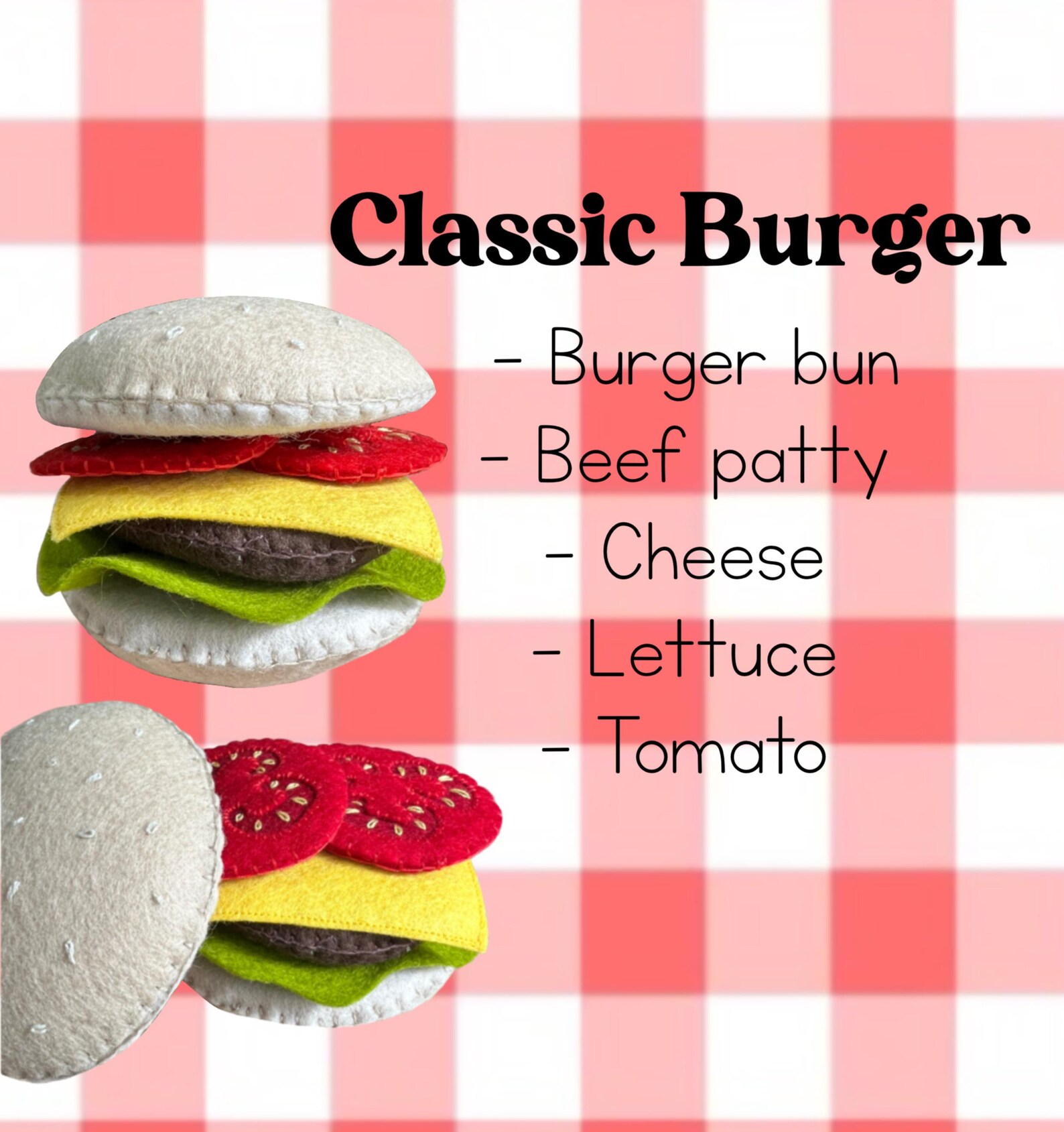 Felt Burger Pretend Play Food Handmade Toys - Etsy