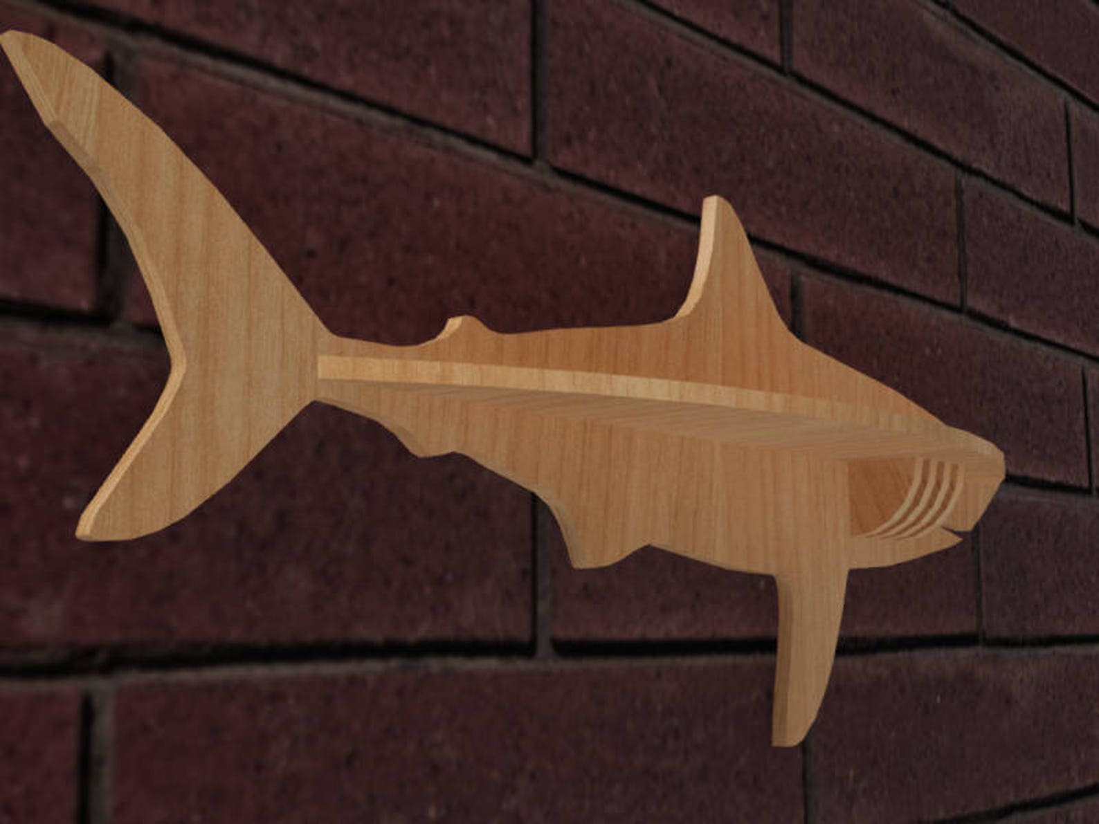 Wood shelf fish shark wooden decor small shelf fish wall | Etsy