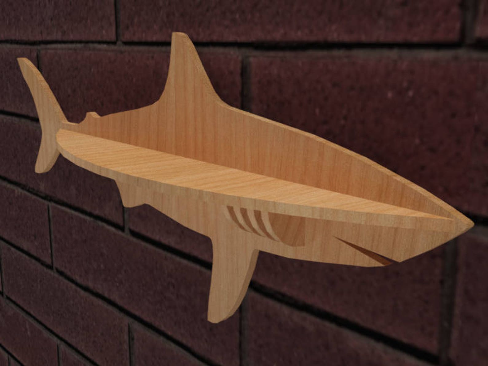 Wood shelf fish shark wooden decor small shelf fish wall | Etsy
