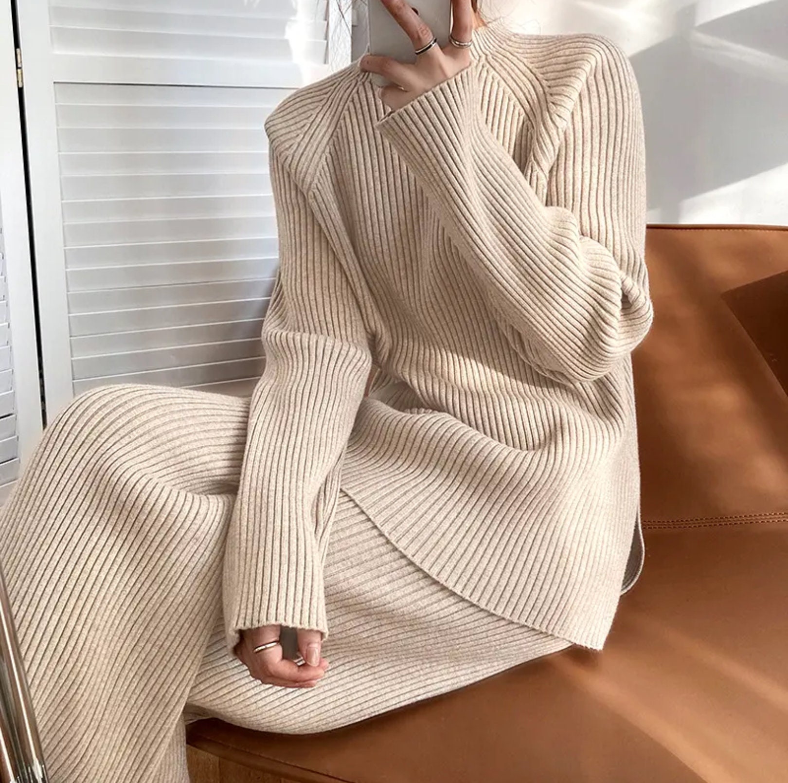 Two Piece Knitted Sweater Set Onesize Fits Most - Etsy