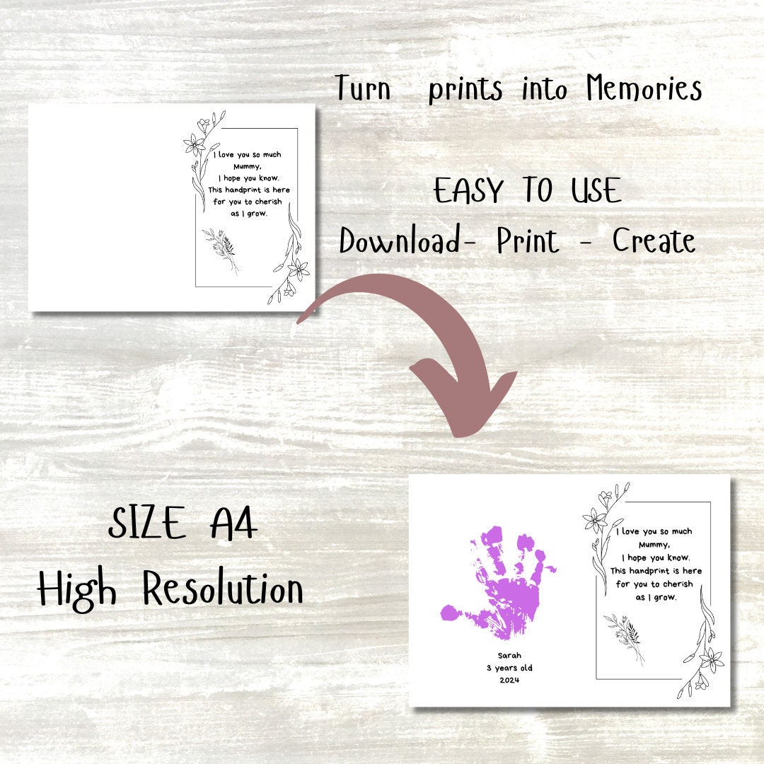 Mothers Day Handprint Art Poem, Printable Mum Craft Gift From Baby ...