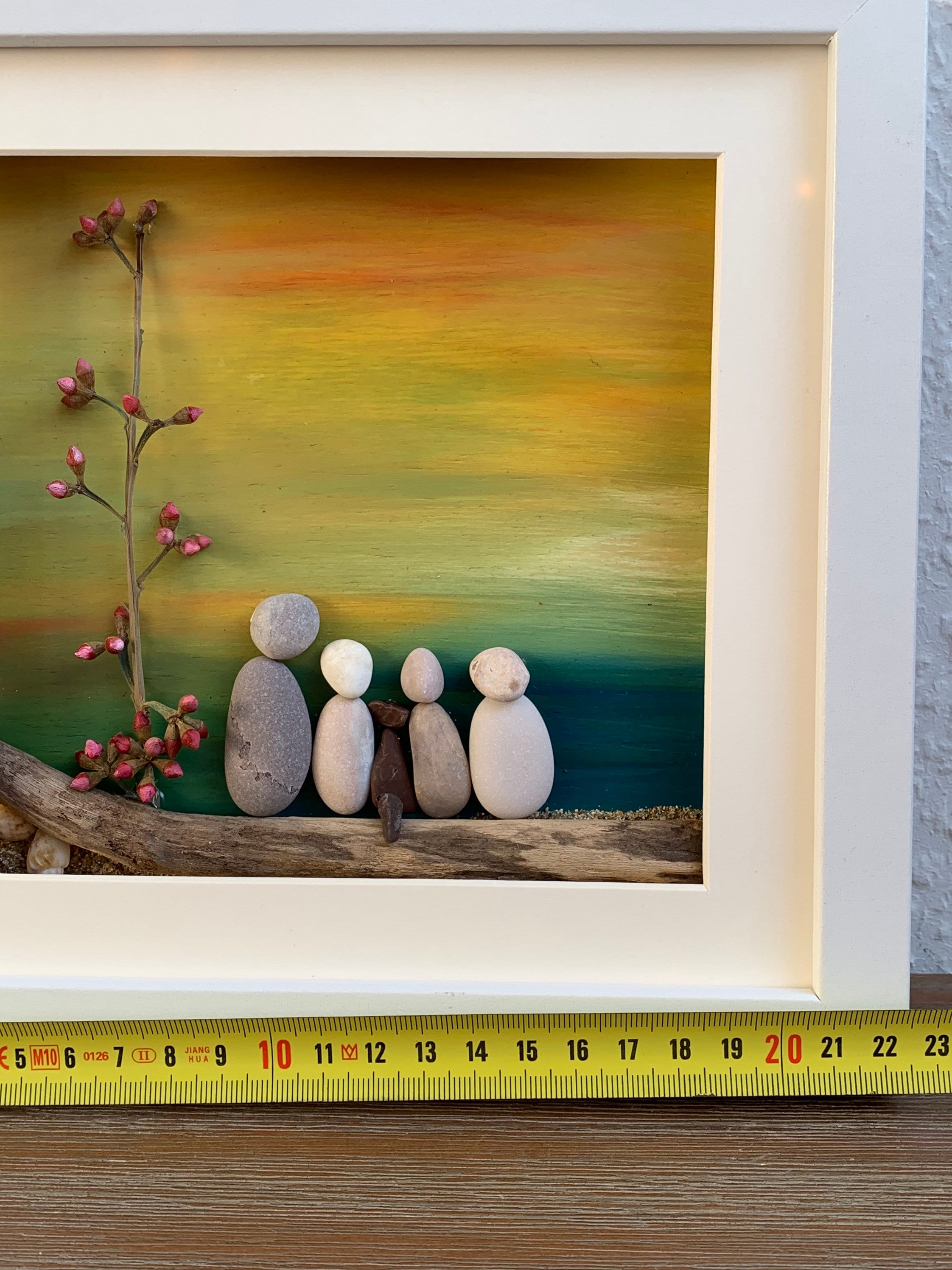 Frame With Pebbles Family With Dog. - Etsy