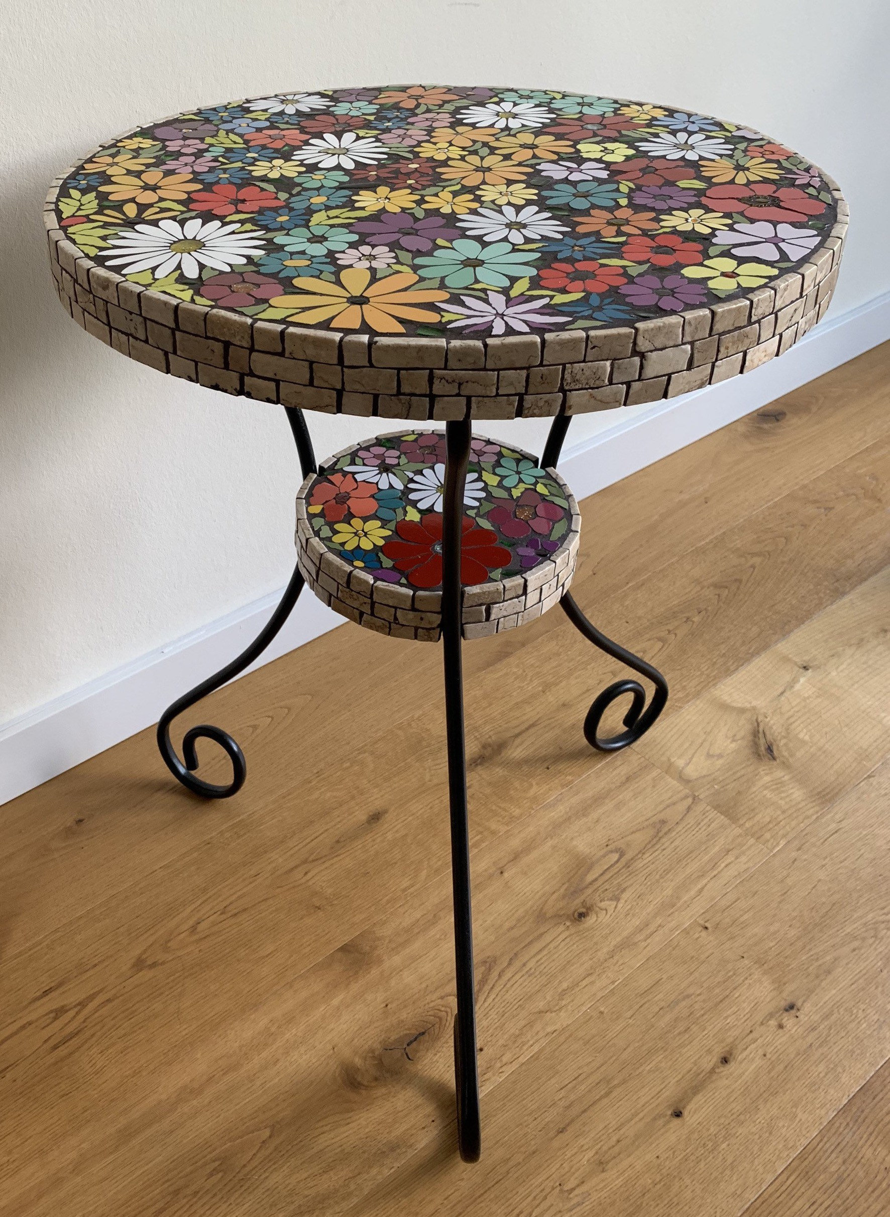 Table Round Mosaic Indoor, Outdoor, Patio, Garden, Tile and Steel ...