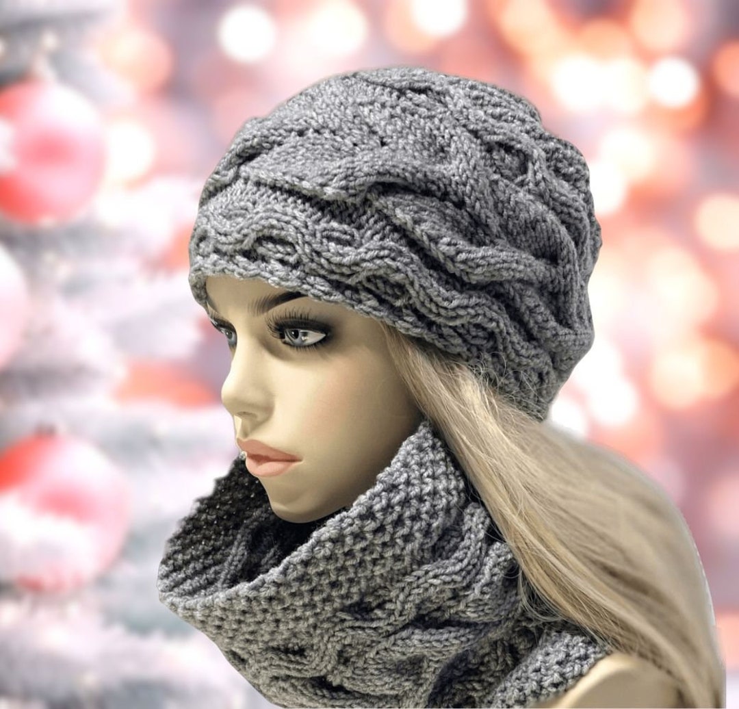 Winter Hat Scarf Set Women's. Turban Wool Knitted Hat Scarf Scarf Set ...