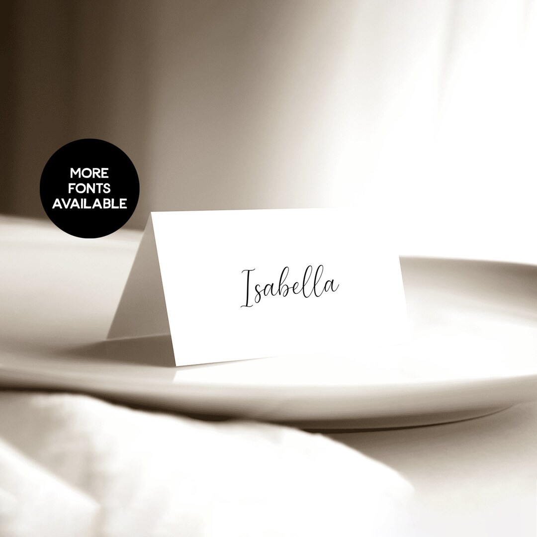 Minimalist Wedding Name Place Cards, Simple, Modern Design, Dinner ...