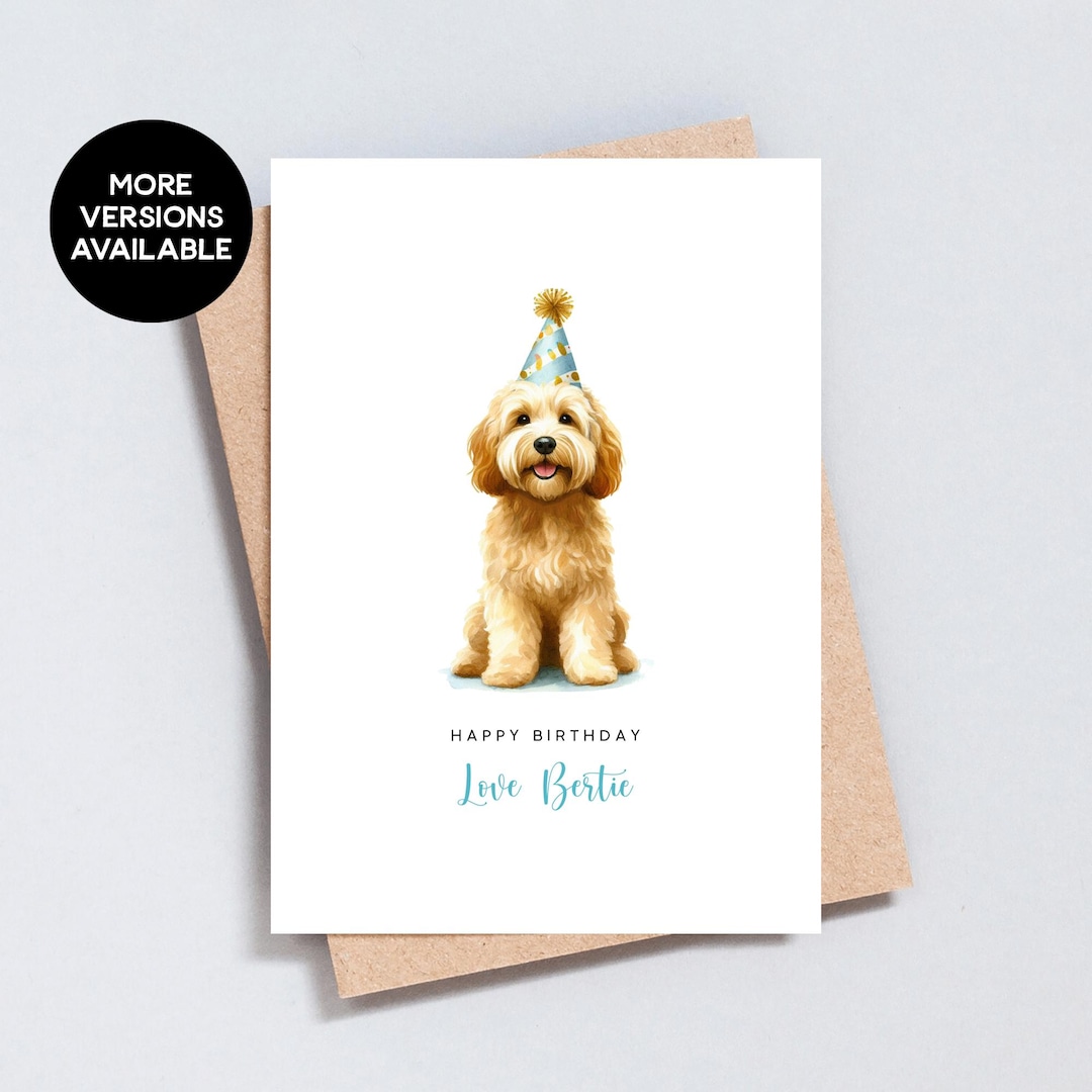 Cockapoo Birthday Card, Card From or to Dog, Personalised Name, Dog ...