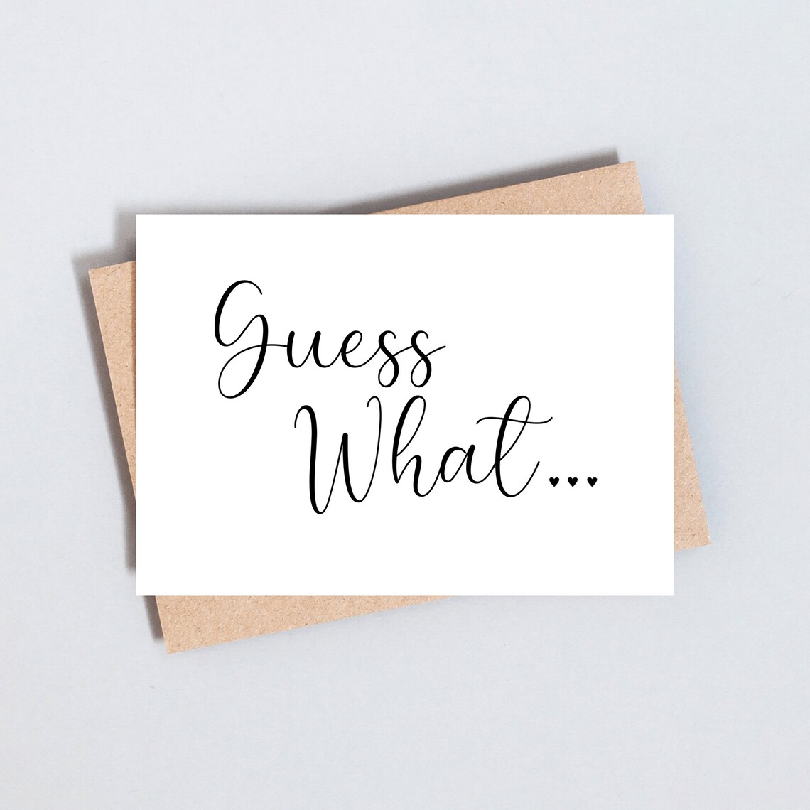 Guess What Pregnancy Announcement Card: New Baby Reveal (A6 or 5x7 Size ...