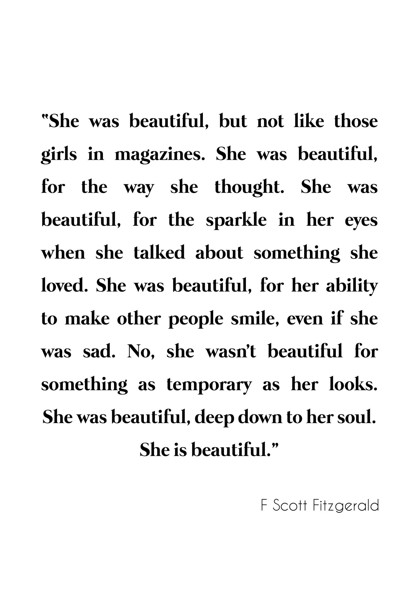 She is Beautiful Quote Art Print F. Scott Fitzgerald - Etsy
