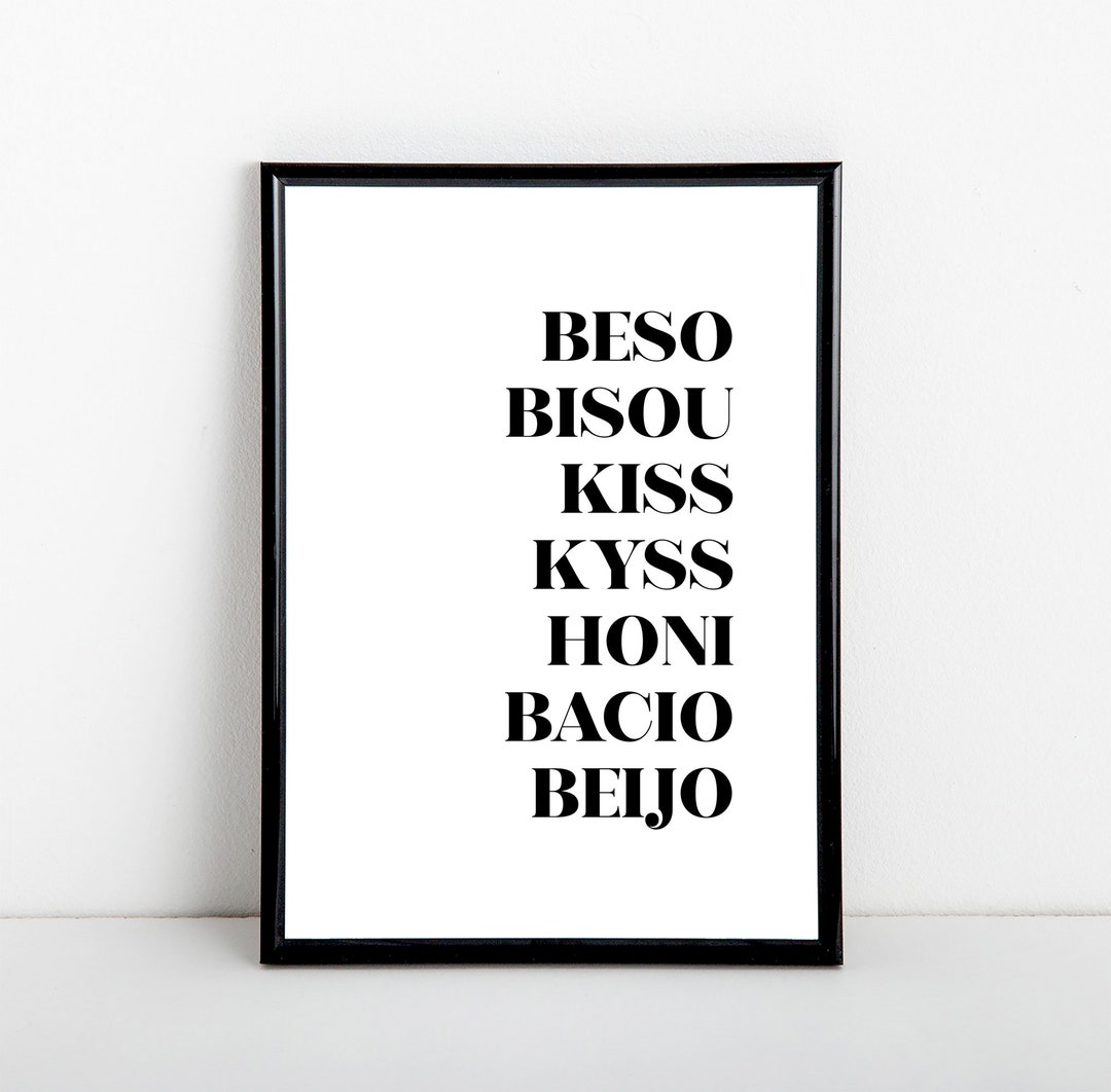 Kiss Languages Art Print, Beso, Bisou, Kyss, Honi, Bacio, Beijo - A6 ...