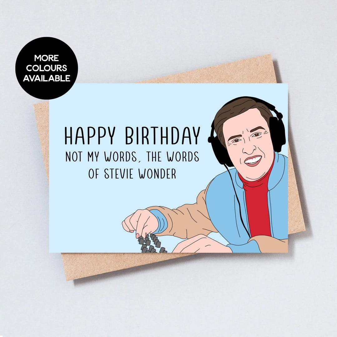 Alan Partridge Birthday Greeting Card, the Words of Stevie Wonder, Back ...
