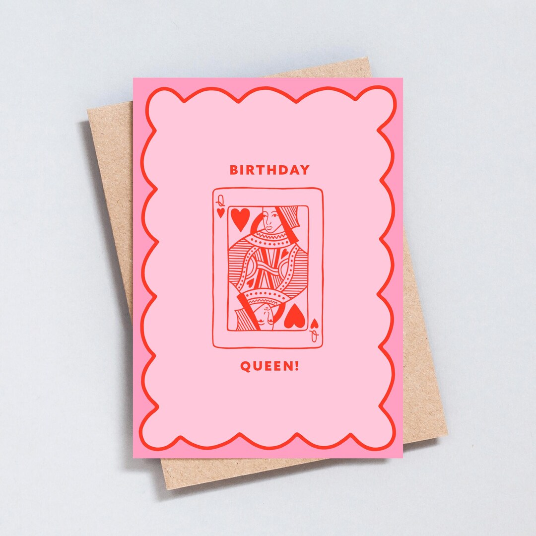 Birthday Queen of Hearts Greeting Card: Pink & Red Card - GC158 - Etsy