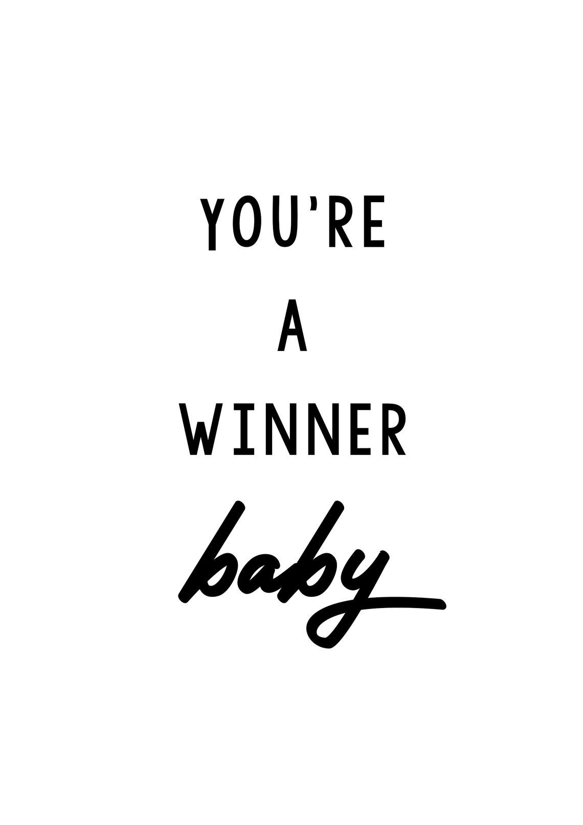 You're a Winner Baby Art Print Black and White - Etsy