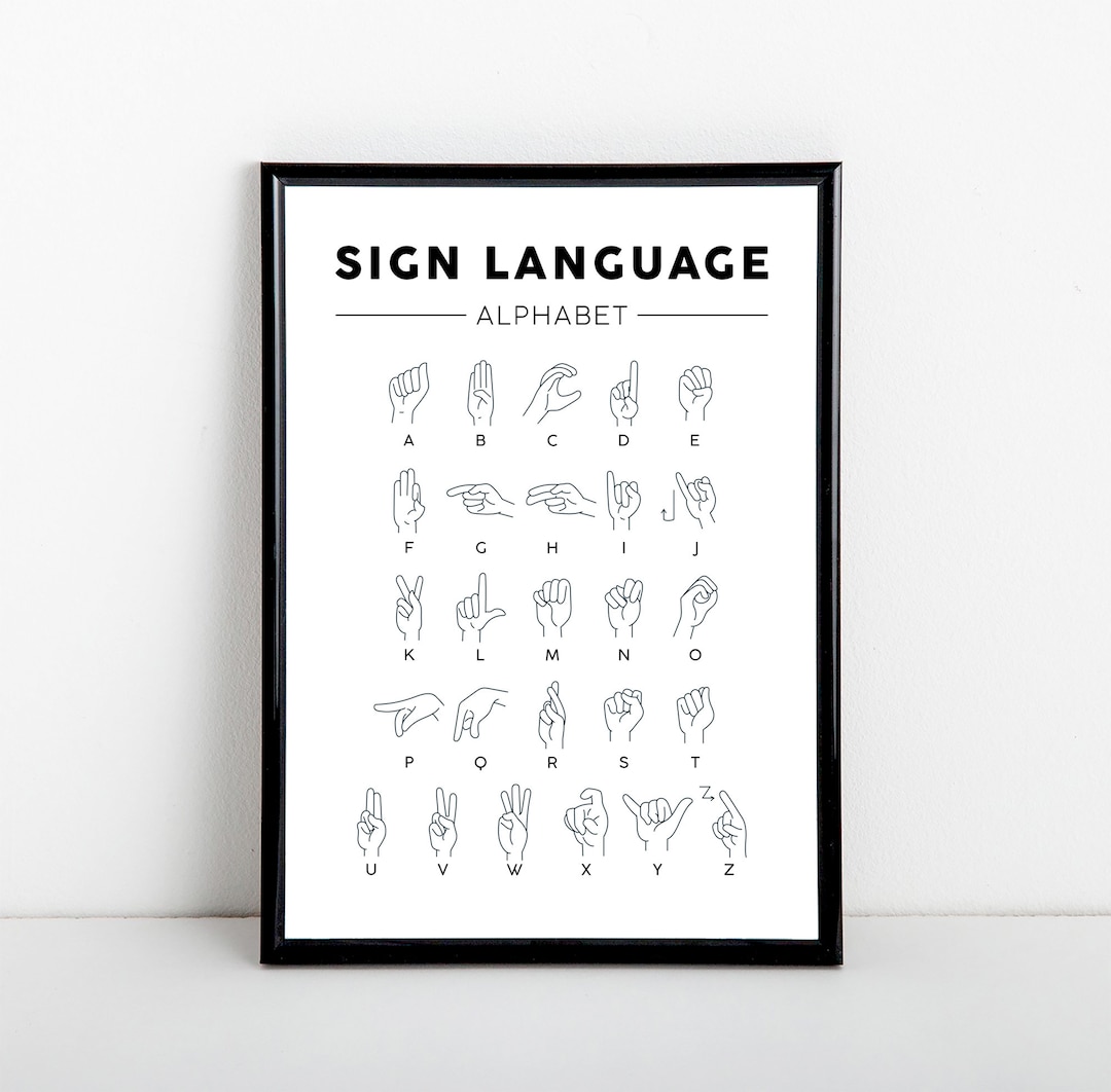 ASL Art Print, American Sign Language Alphabet Chart, Educational ...
