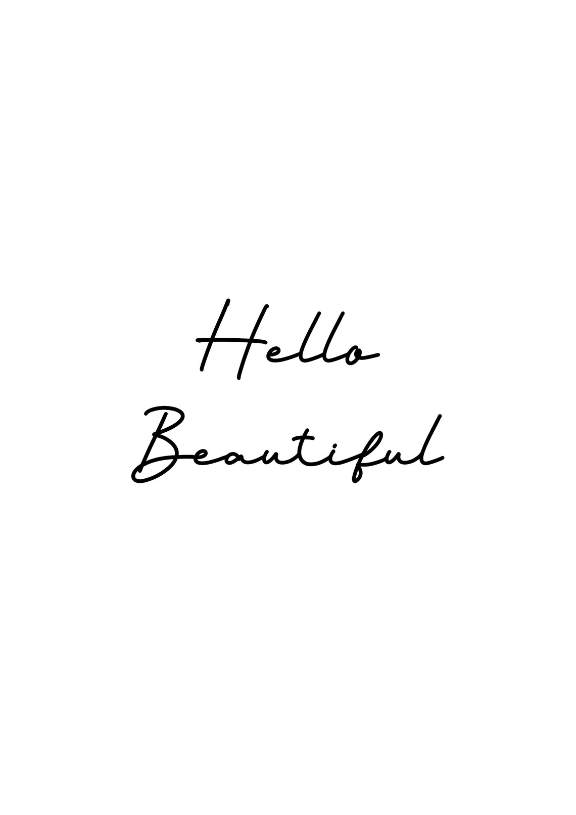 Hello Beautiful Art Print Black and White Typography A6 - Etsy