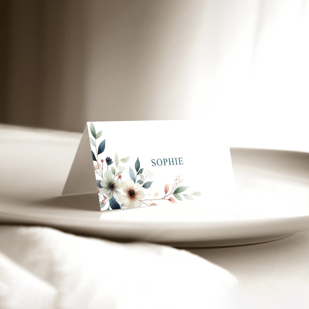 Watercolour Floral Wedding Place Cards, Dinner Party Name, Place ...