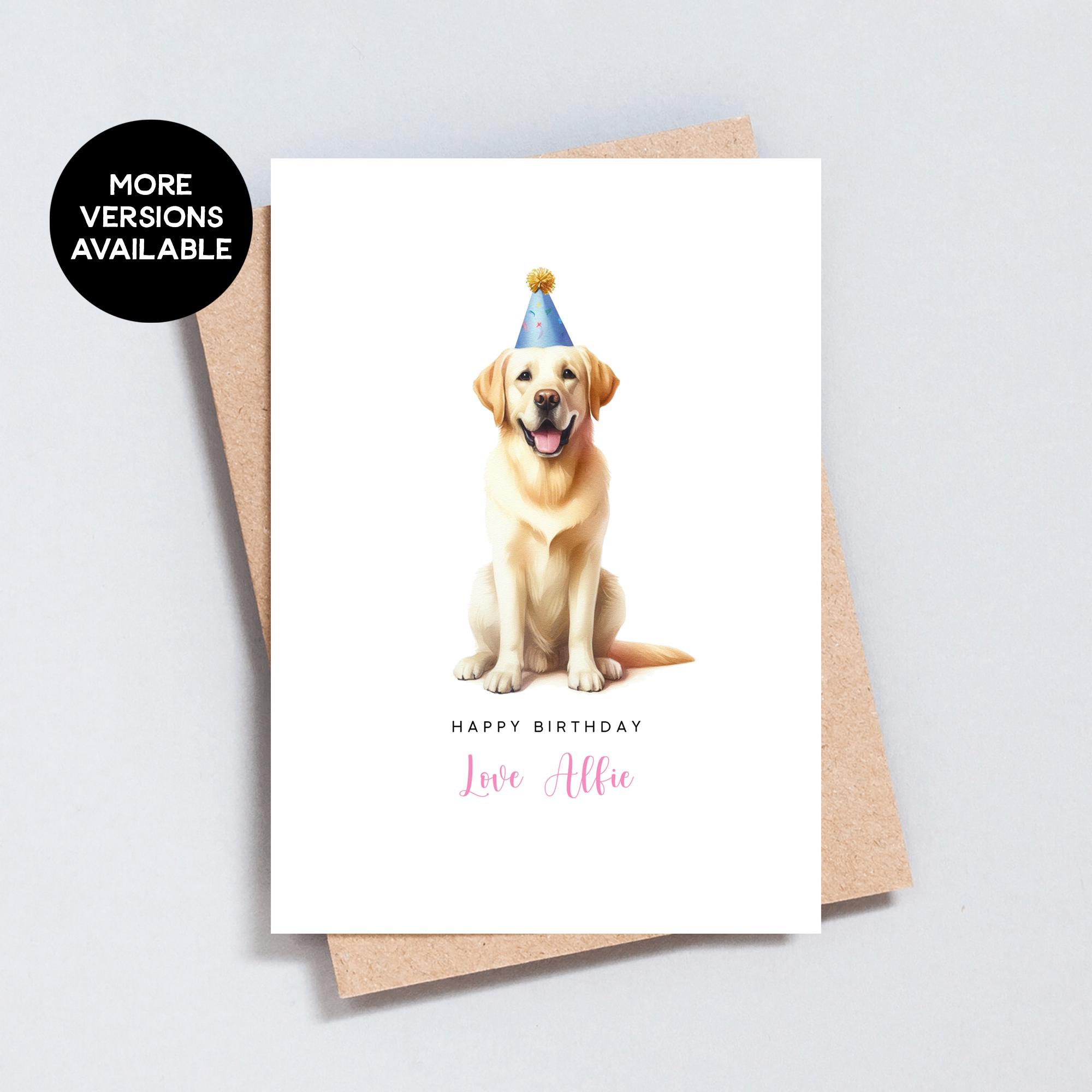 Personalised Labrador Birthday Card: Dog Watercolour Illustration (A6 ...