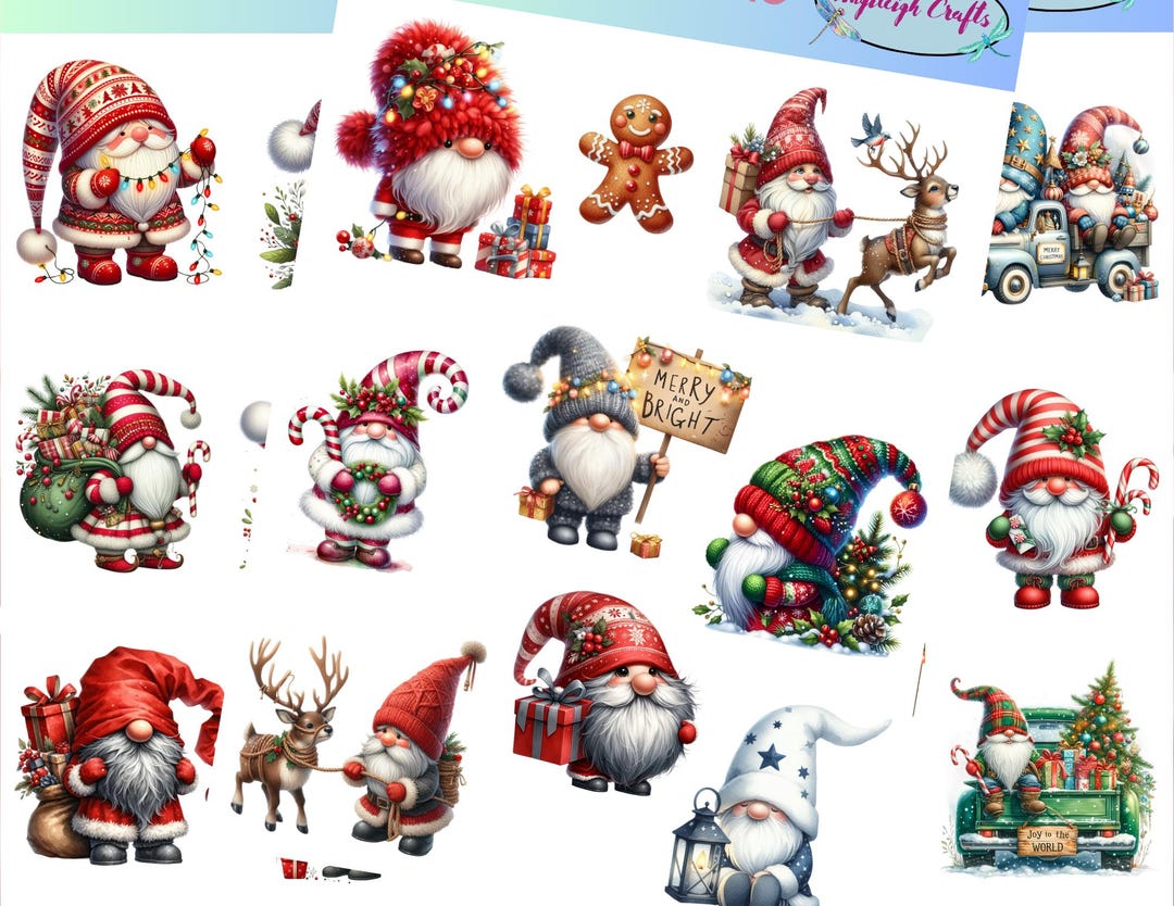 Christmas Gnome Stickers That Can Be Used for Scrapbooking, Crafting ...
