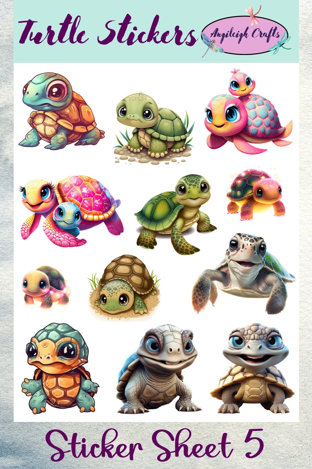 Turtle Stickers That Can Be Used for Scrapbooking, Crafting, Junk ...