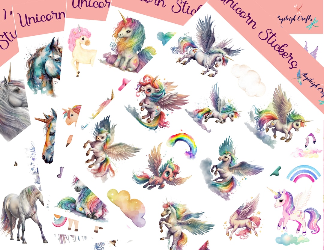 Cute Unicorn Stickers That Can Be Used for Scrapbooking, Crafting, Junk ...