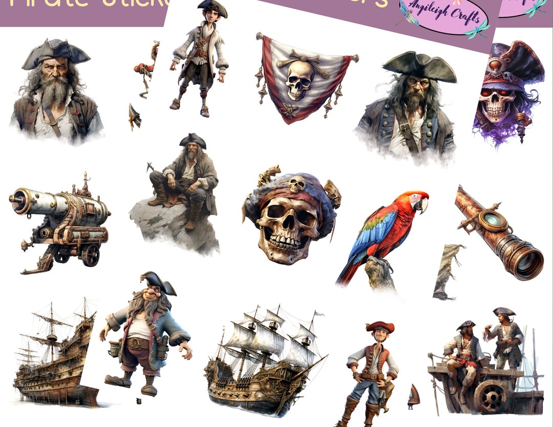 Pirate Stickers That Can Be Used for Scrapbooking, Crafting, Junk ...