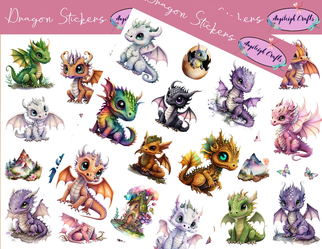 Cute Dragon Stickers That Can Be Used for Scrapbooking, Crafting, Junk ...
