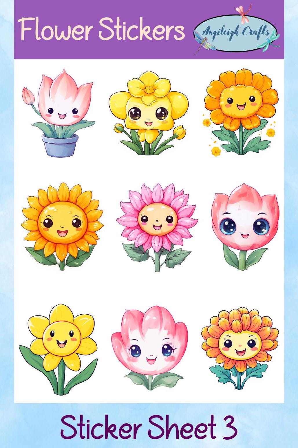 Beautiful Flower Stickers That Can Be Used for Scrapbooking, Crafting ...