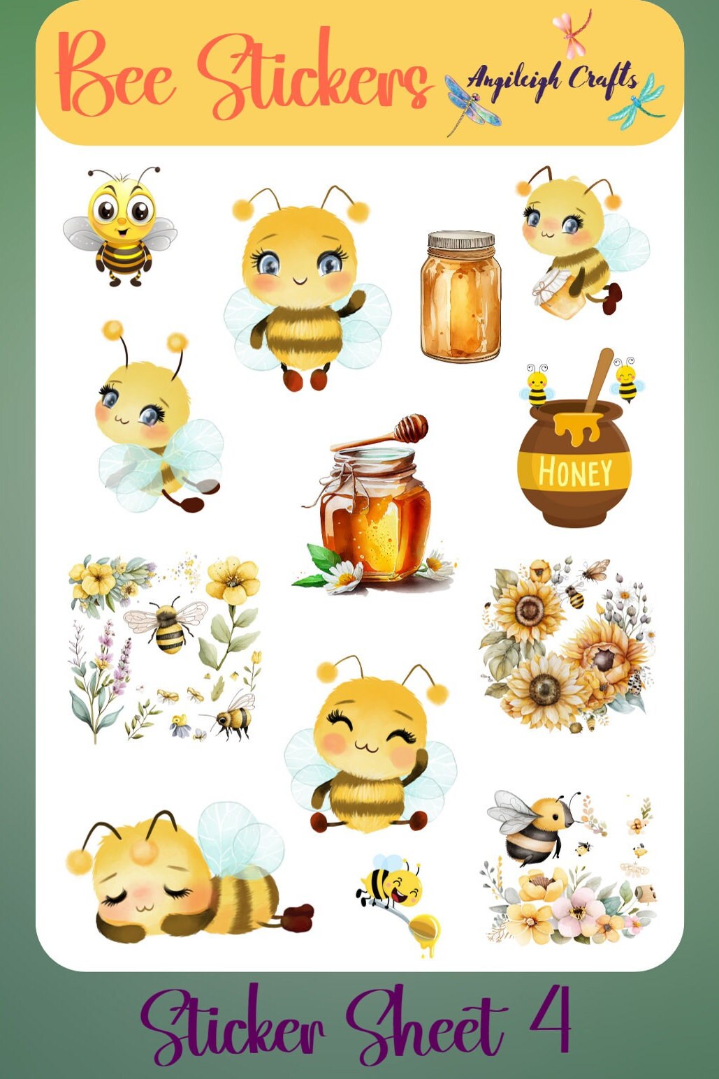 Adorable Bee Stickers That Can Be Used for Scrapbooking, Crafting, Junk ...